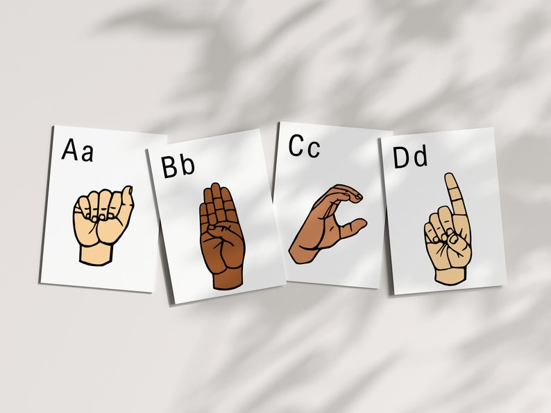 Tarjetas didácticas del alfabeto ASL imprimibles, aprender el alfabeto ...