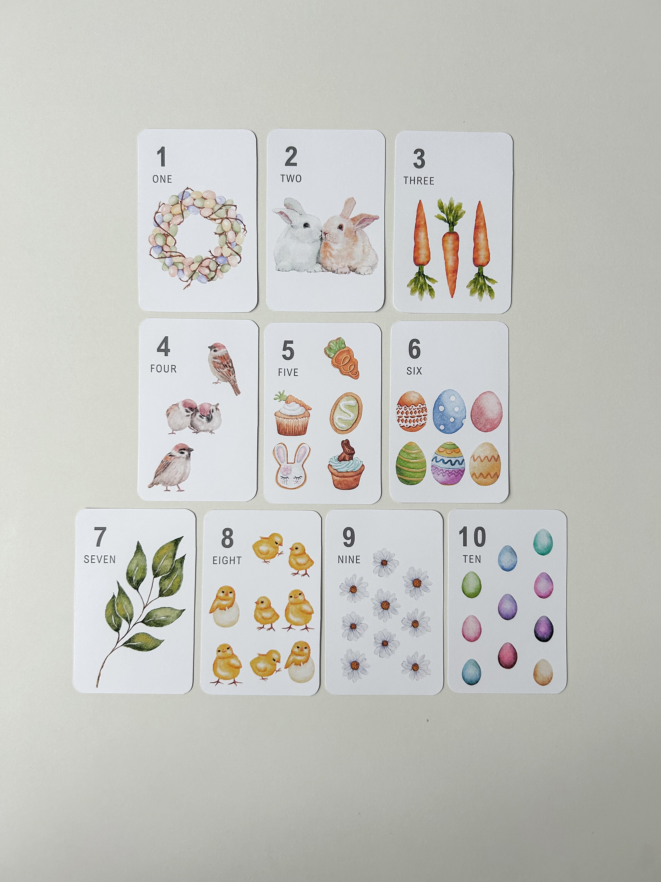 1-10 Easter Number Flashcards Watercolour Printable, Learn to Count for ...