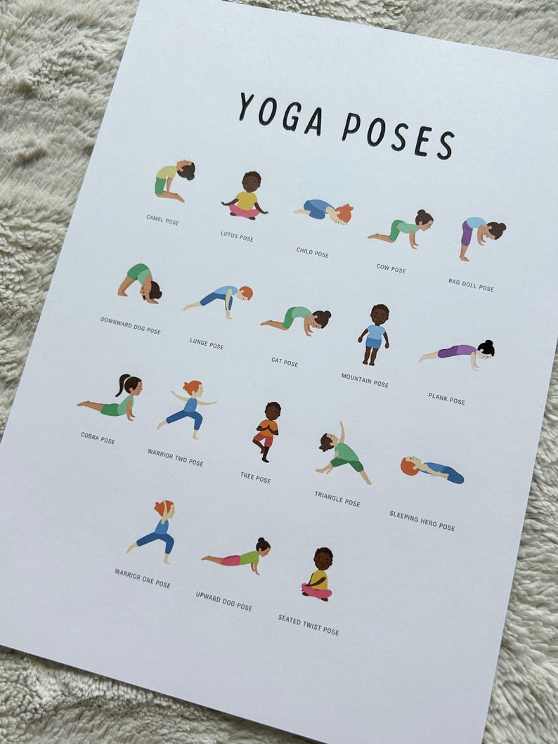 Children's Yoga Poster Printable, Kids Movement for Mindfulness ...