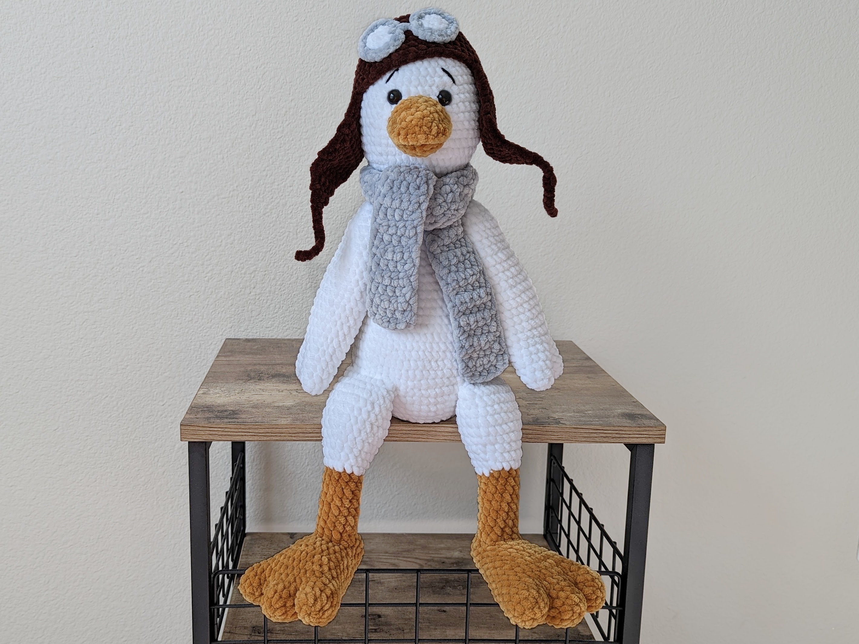 Handmade Crochet Soft Goose Toy, Amigurumi Geese, Stuffed Plush Goose ...