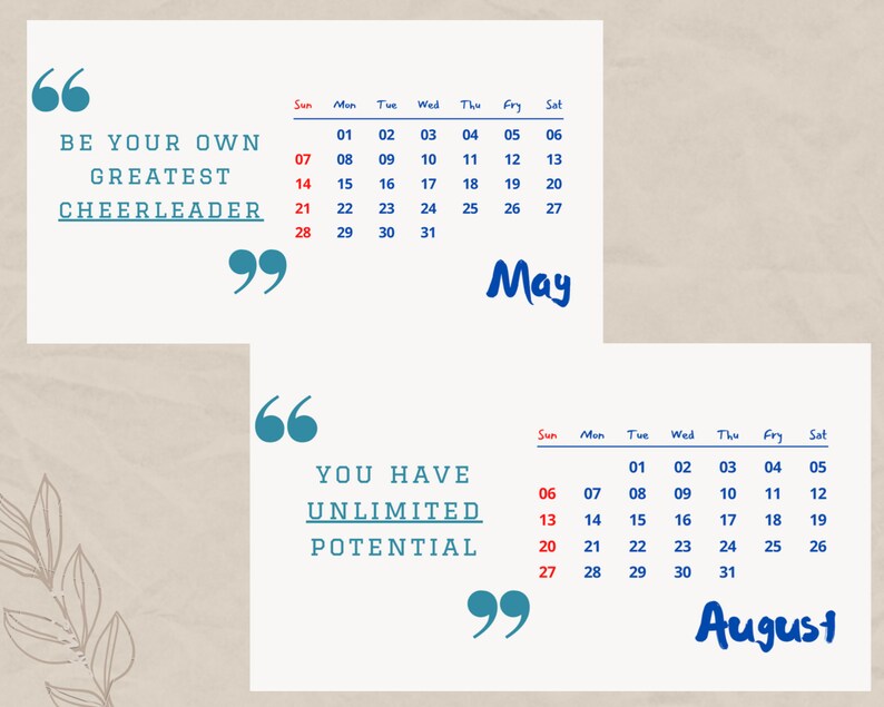 Printable 2023 Calendar With Inspirational Quotes About YOU - Etsy