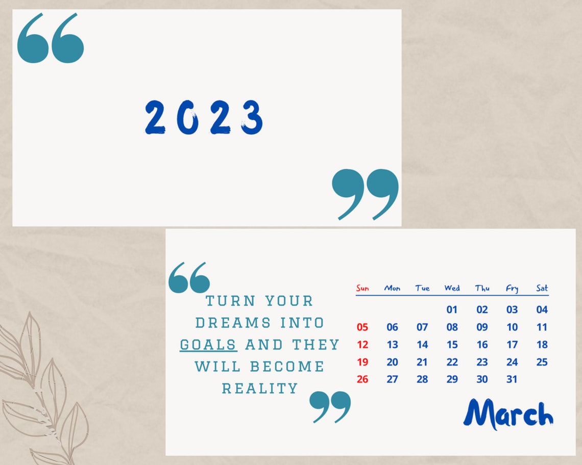 Printable 2023 Calendar With Inspirational Quotes About YOU - Etsy
