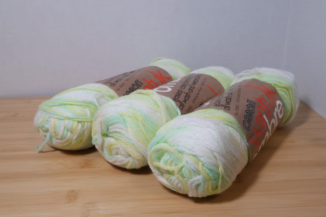 Vintage Caron Wintuk Ombre Yarn - Green, Yellow and White - 3 Skeins - Etsy