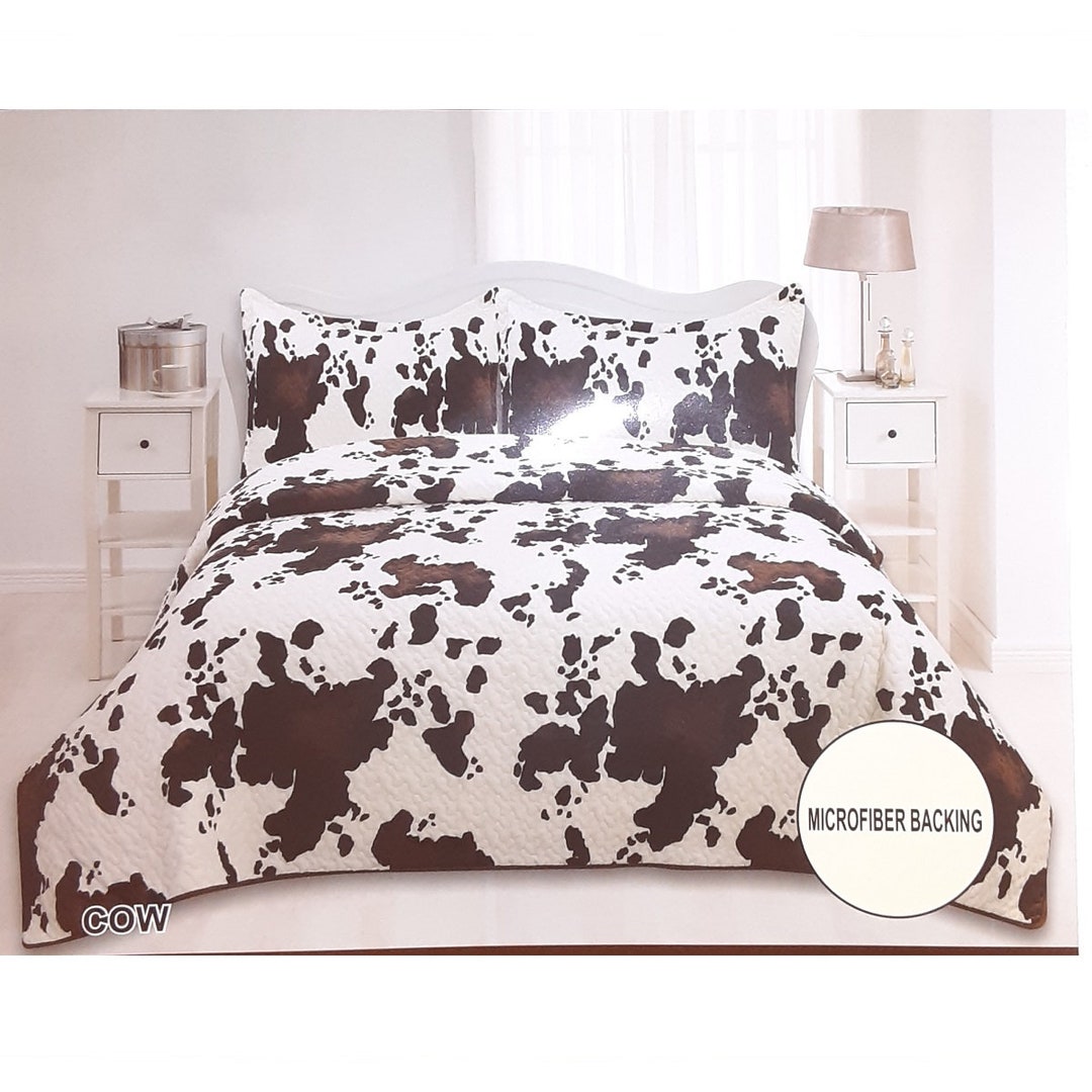 Country Western Design Cow Print 3 Piece Quilted Bedspread - Etsy