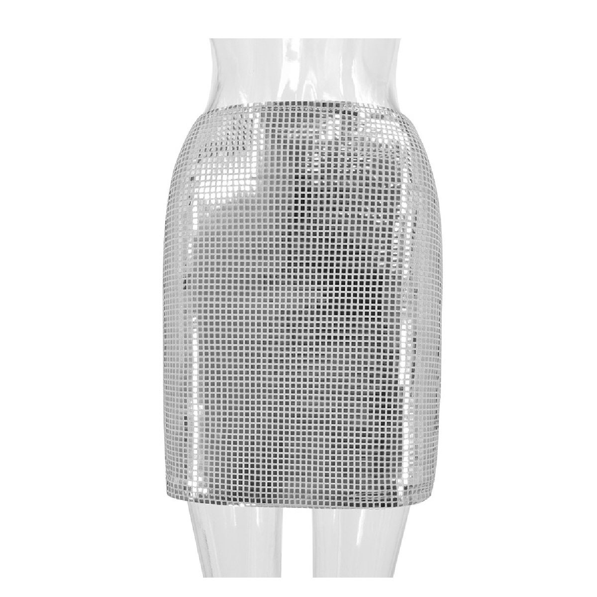 Silver Sequin Mini Skirt High Rise Club Wear Dance Wear - Etsy