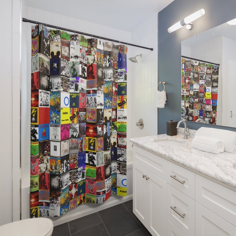Punk Albums From the 80's Shower Curtain. Punk Album Art Punk Bathroom ...