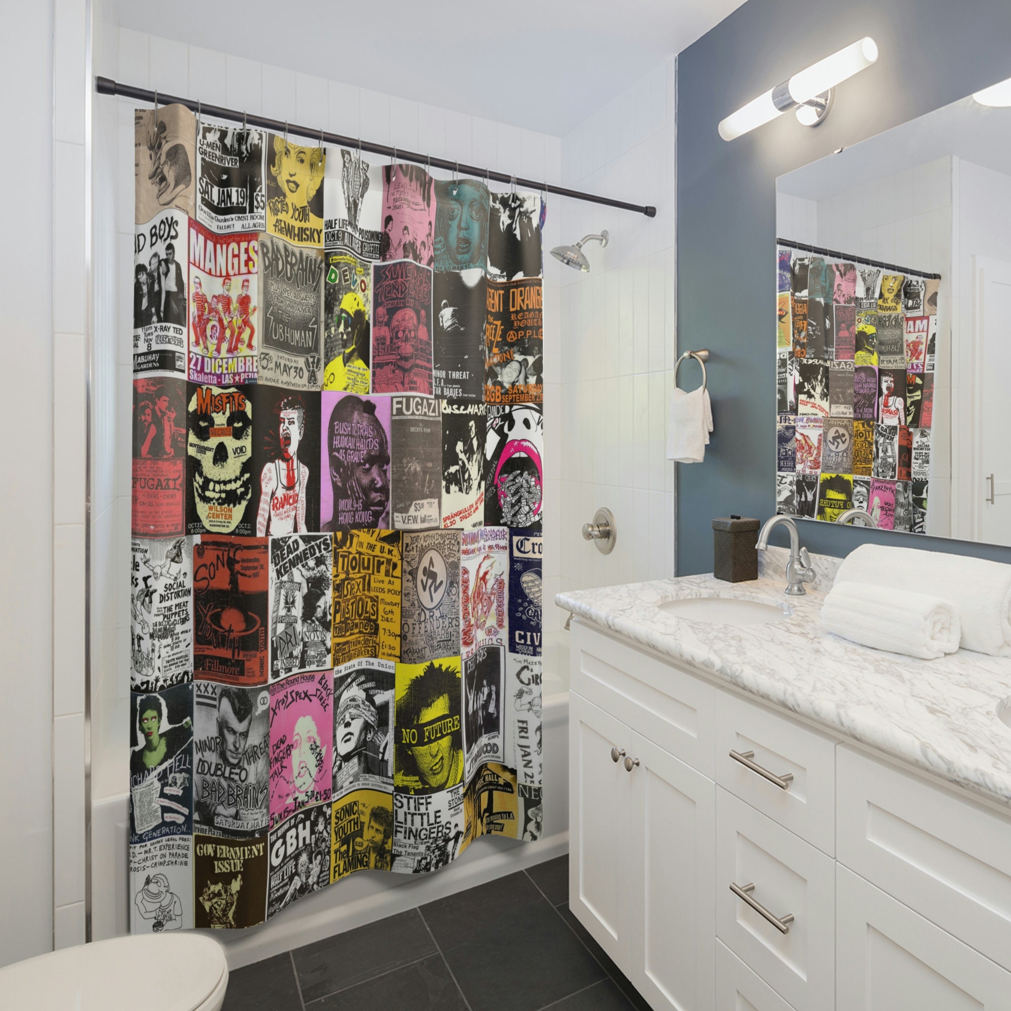 Punk Shower Curtain 71 X 74. Punk Flyer Shower Curtain Featuring ...