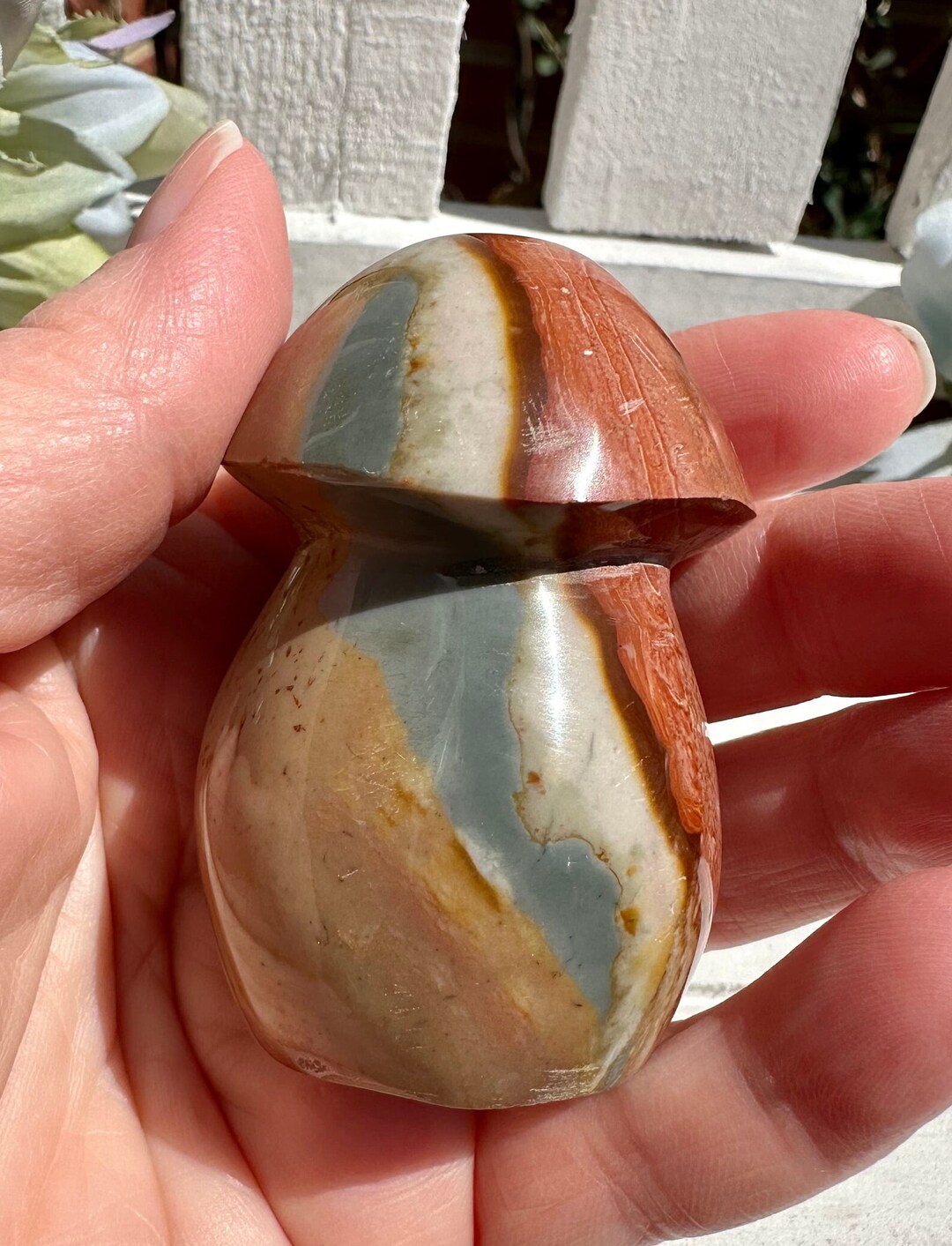 Adorable Polychrome Jasper Mushroom, Beautiful Shades of Pink, Red ...