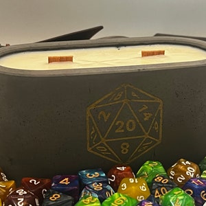 Dnd D20 Scented Candle 14oz, Game Room Decor, Concrete Candle, Dungeon ...