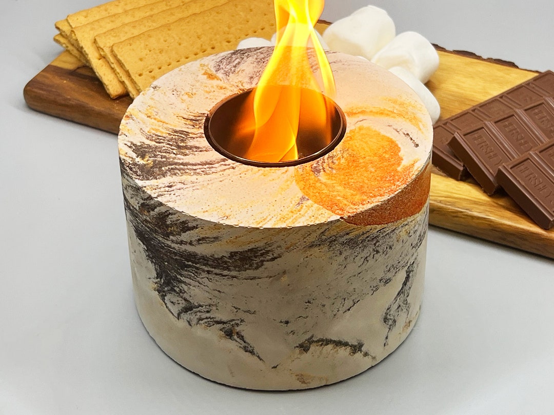 Modern Tabletop Concrete Fire Pit, Indoor Outdoor, Clean Flame Mini ...