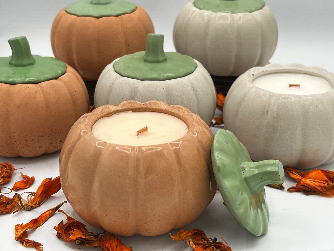 Concrete Pumpkin Candle, Fall Decoration, Halloween, Scented Candles, Pumpkin Spice Scent ...