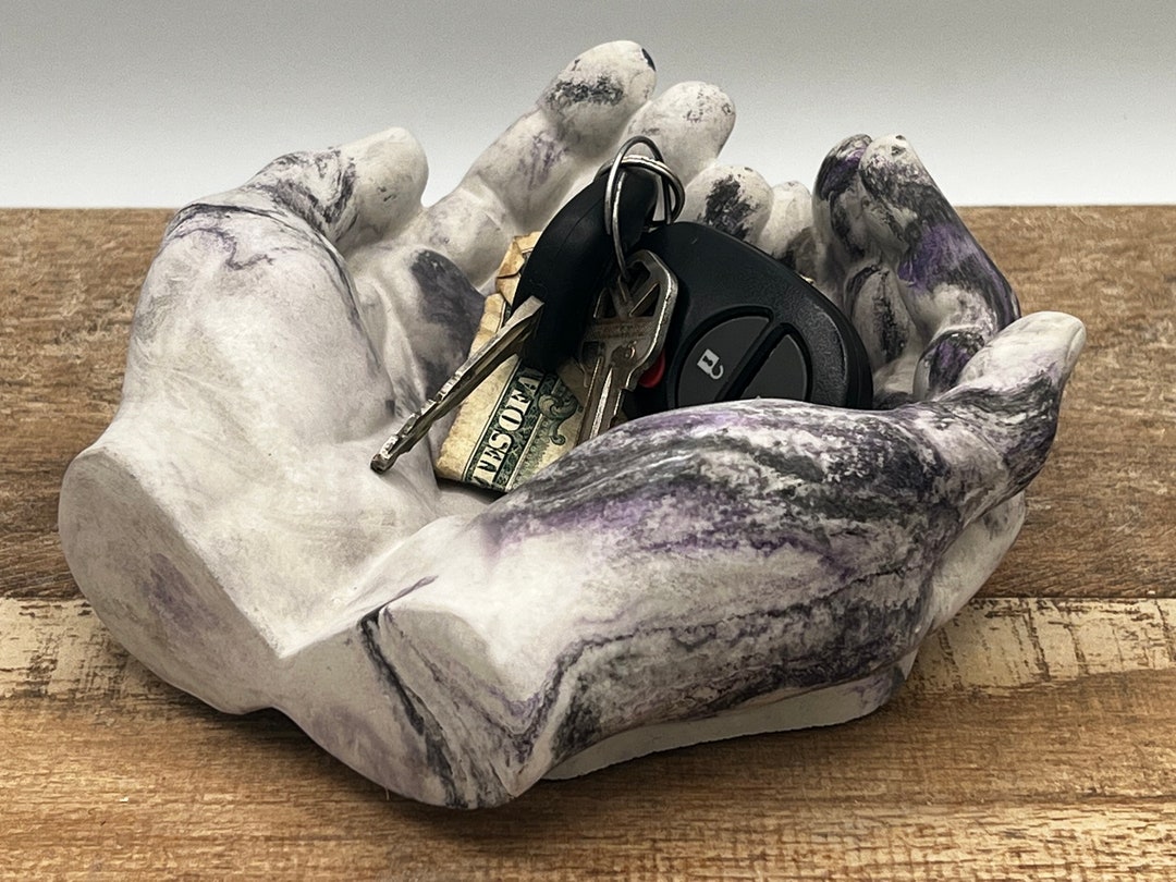 Modern Concrete Key Tray, Entryway Tray, Artistic Painter Hands, Key ...