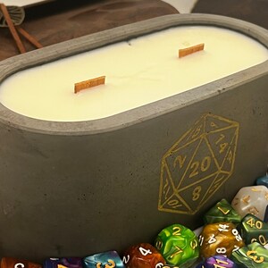 Dnd D20 Scented Candle 14oz, Game Room Decor, Concrete Candle, Dungeon ...