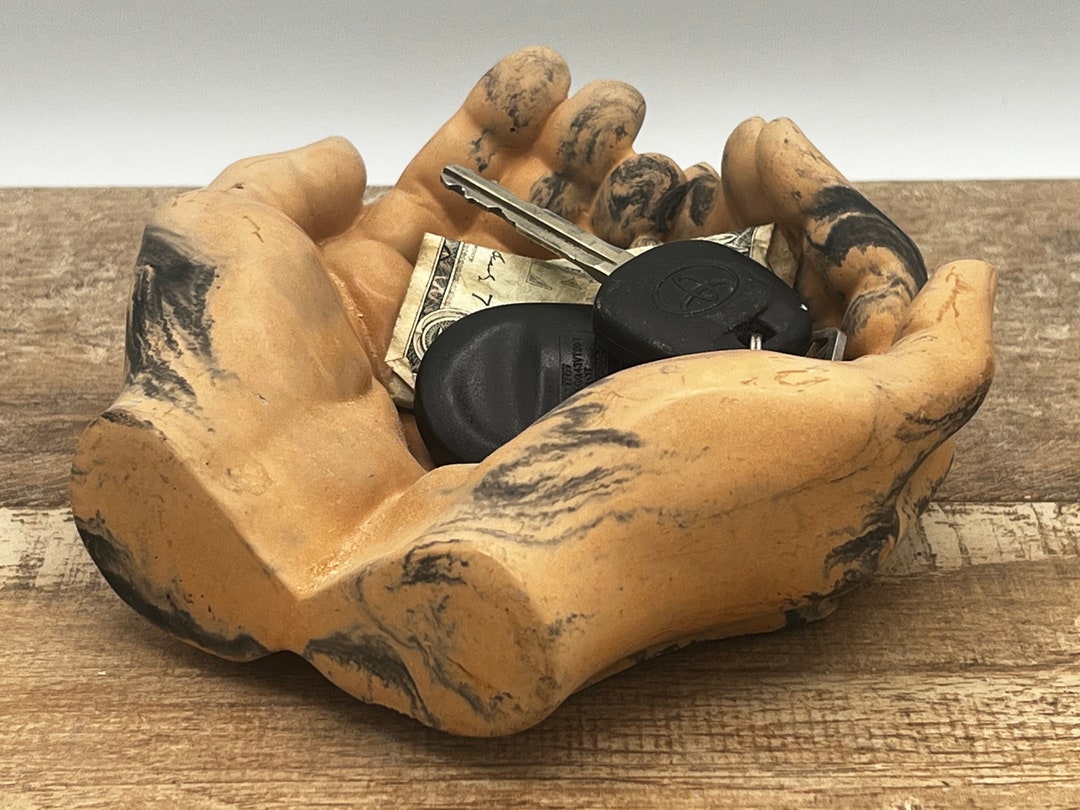Concrete Hand Shaped Key Holder, Valet Tray, Entryway Bowl, Entryway ...