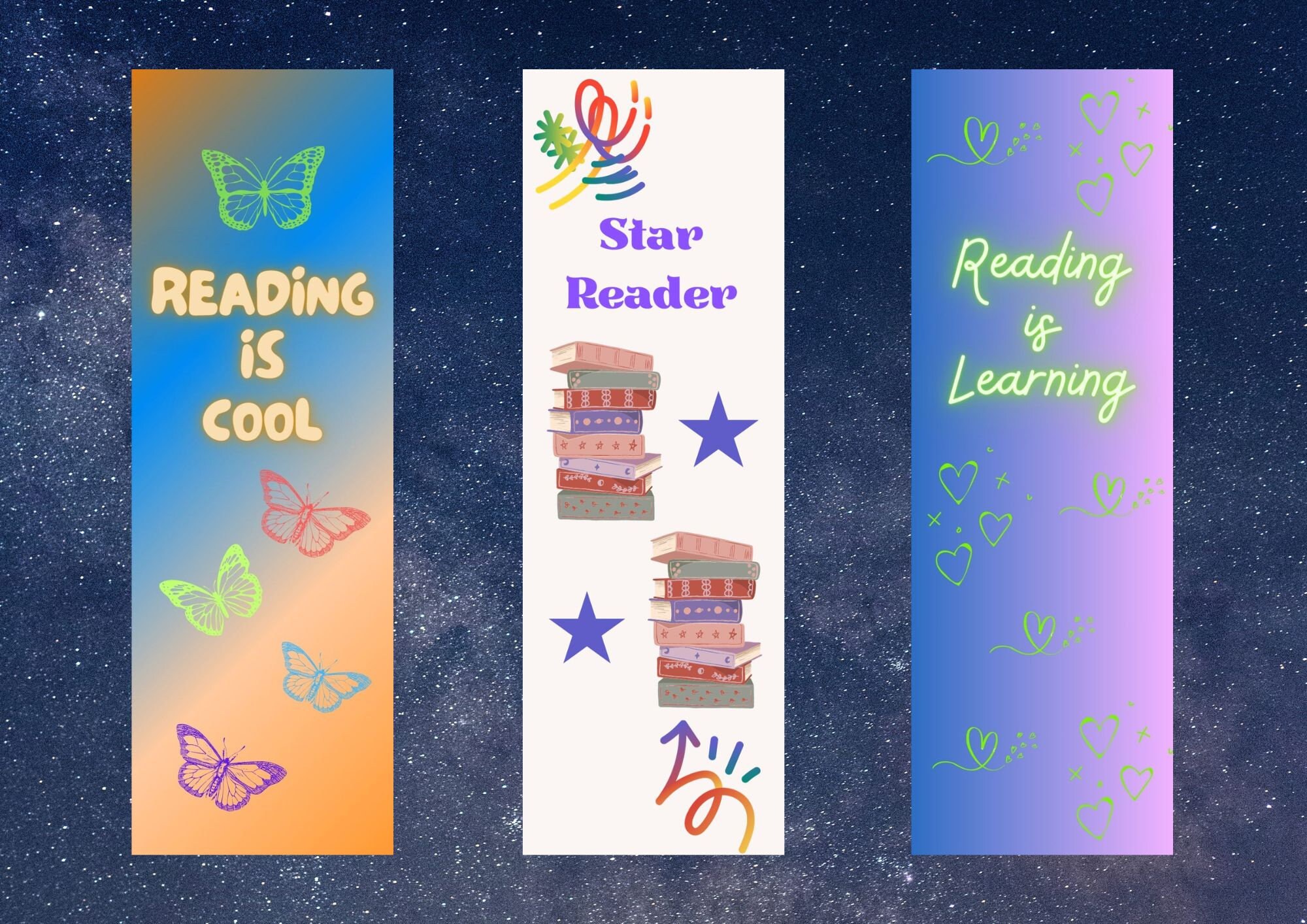Printable Bookmark Reading is Cool Star Reader Bookmark Gift School ...