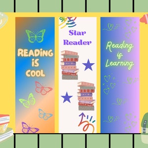 Printable Bookmark Reading is Cool Star Reader Bookmark Gift School ...