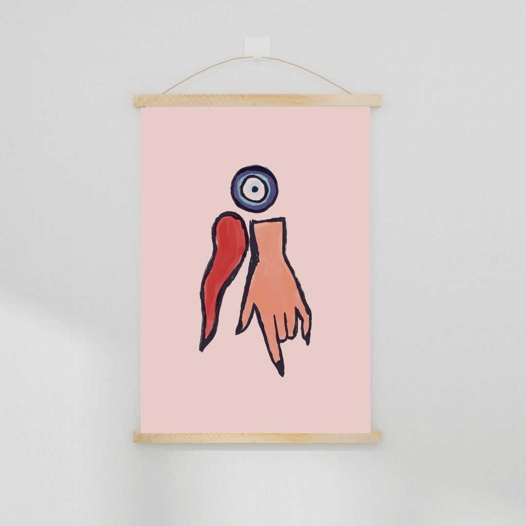 Italian Greek Evil Eye Art Print, Cornetto, Mano Cornuta (instant ...