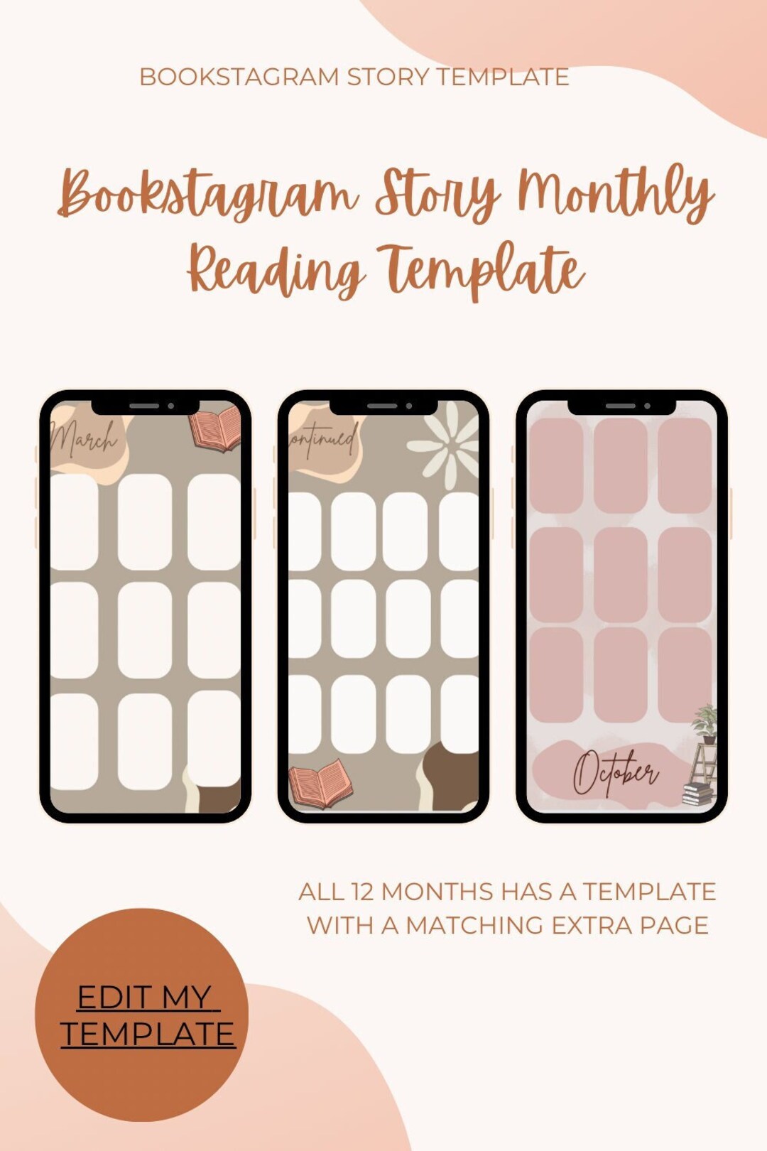 Books Instagram Story Template | Bookstagram | Earth Tone Bookstagram ...