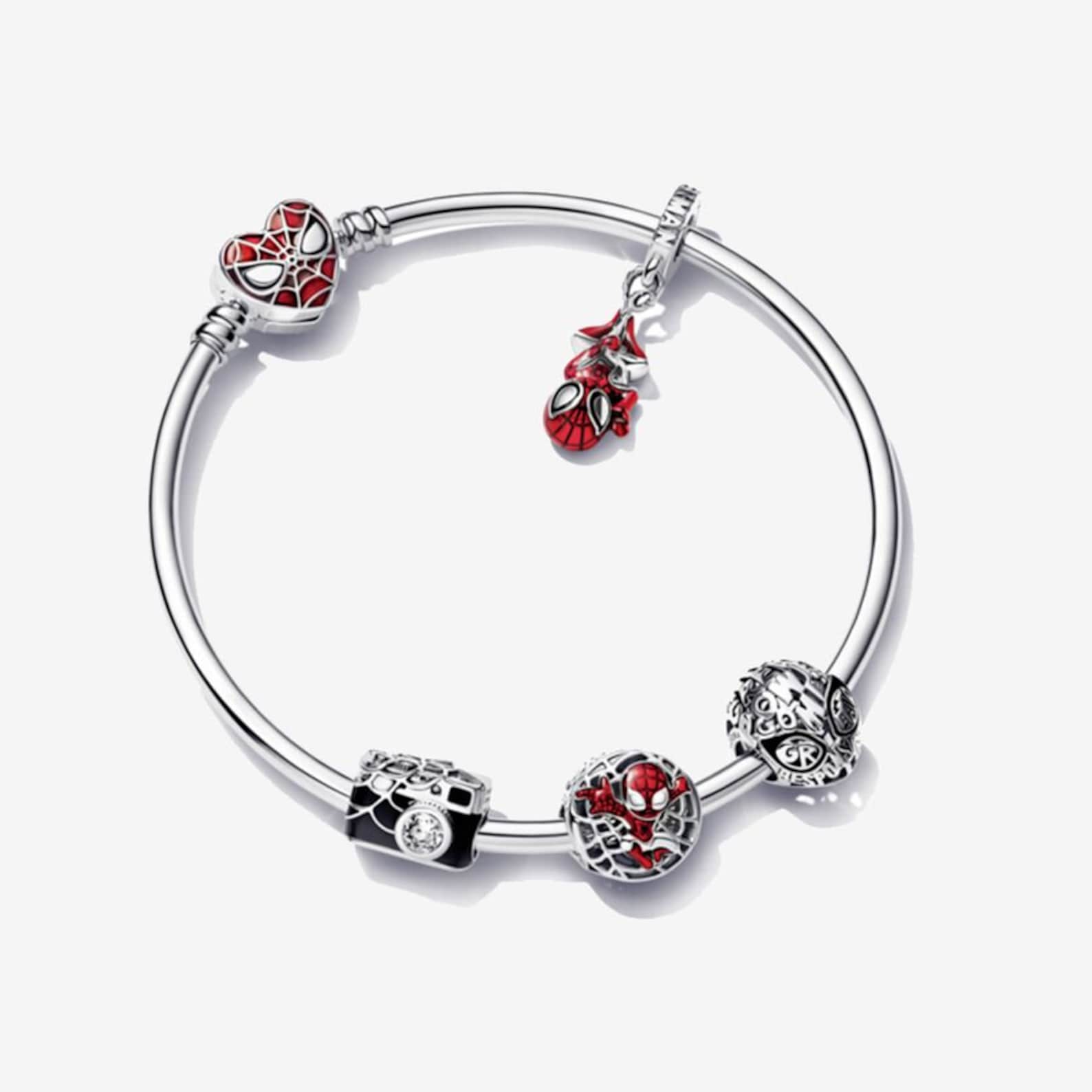 Pandora Marvel Spiderman Charms Bangle Dangling Spiderman - Etsy