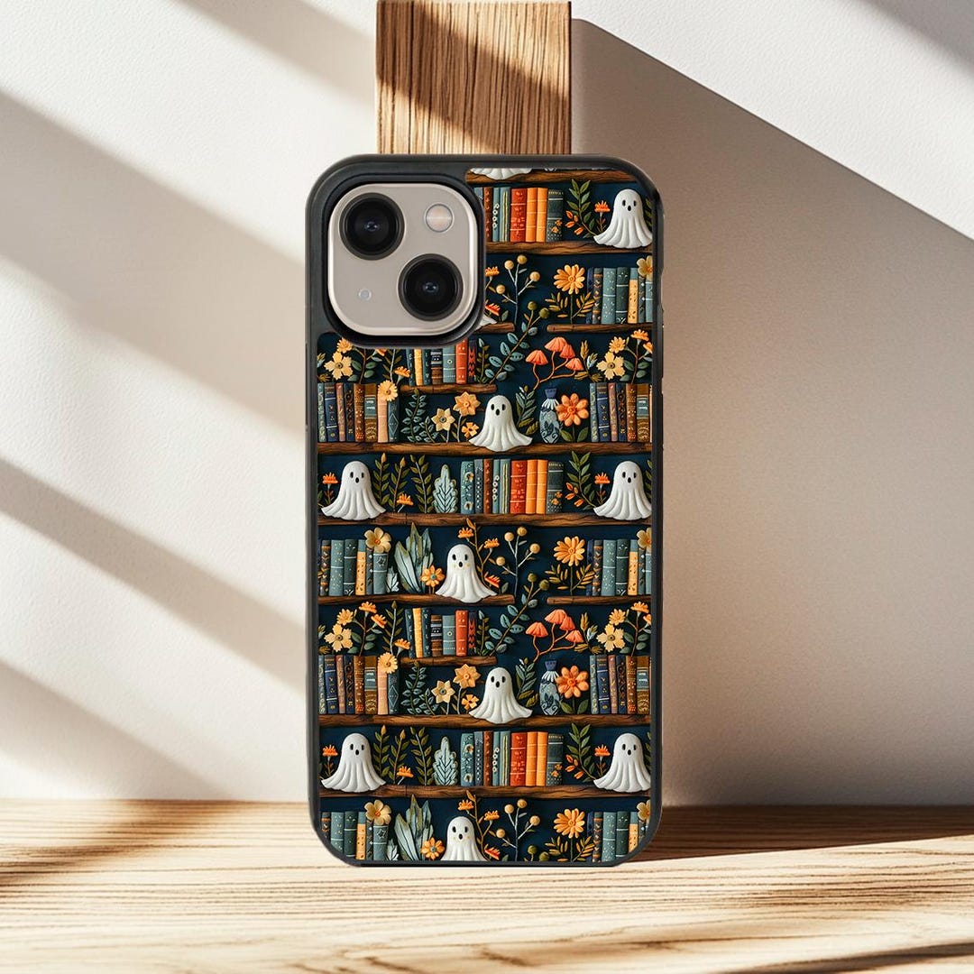 Spooky Ghost Bookshelf Phone Case – Haunted Cozy Gothic Aesthetic, Cute ...