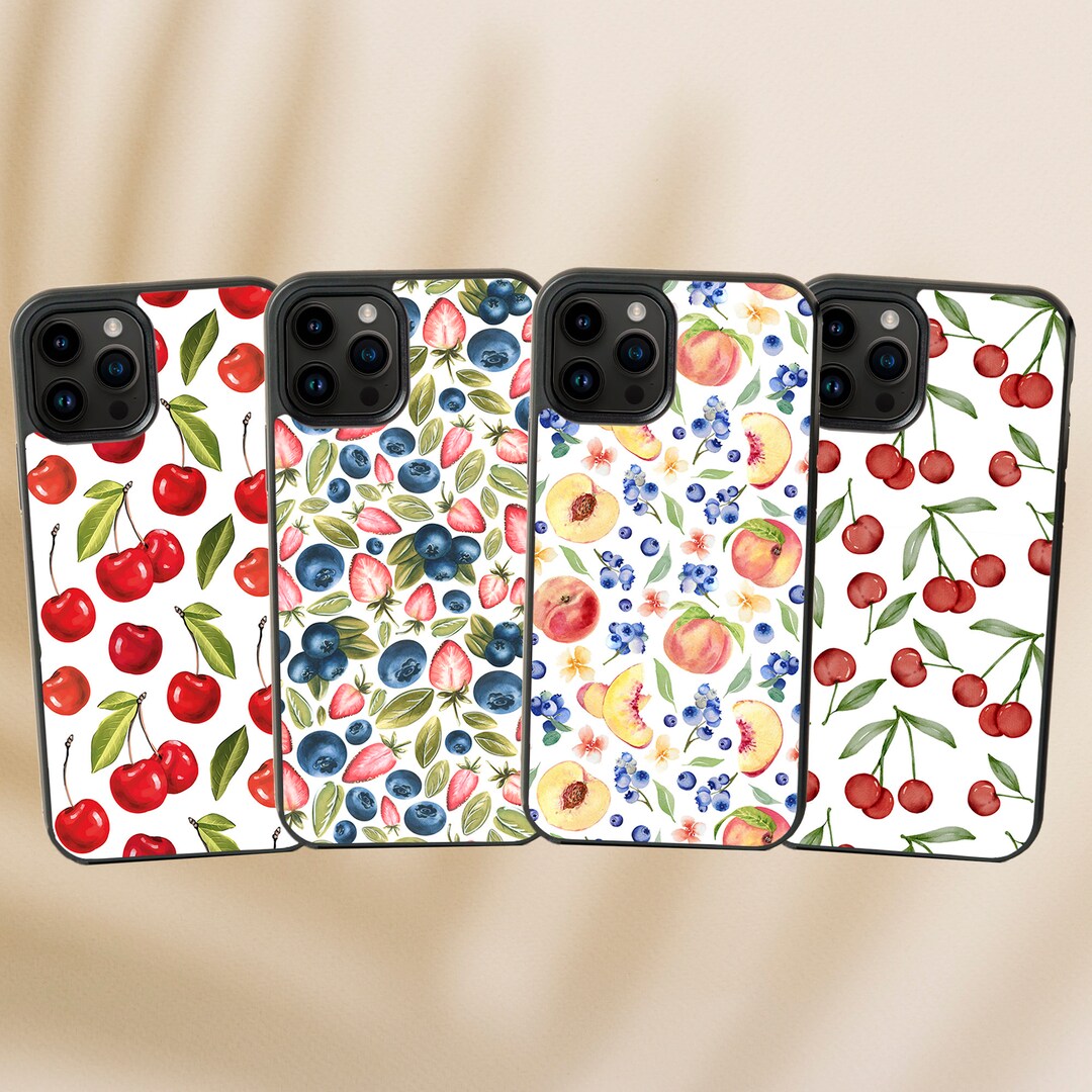 Cherry Phone Case, Cute Watercolour Fruit Phone Case, Strawberry Phone ...