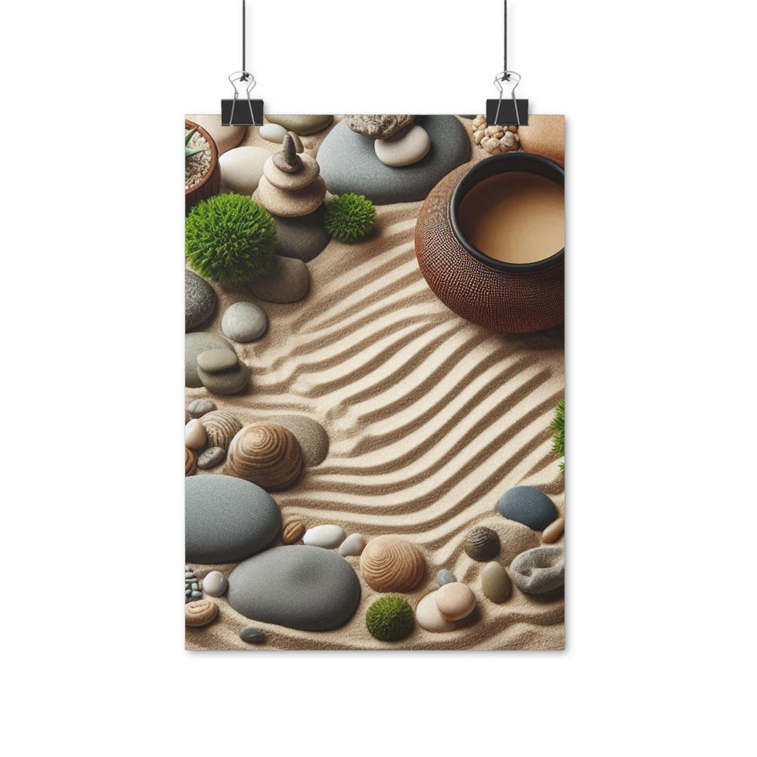 Zen Garden Poster, Rocks and Sand Poster, Room Decoration Poster ...