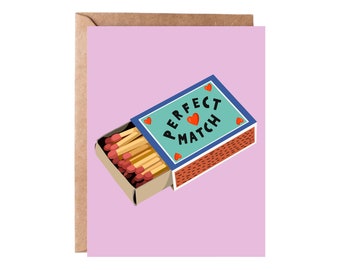 Perfect Match Valentine's Day Card - Etsy