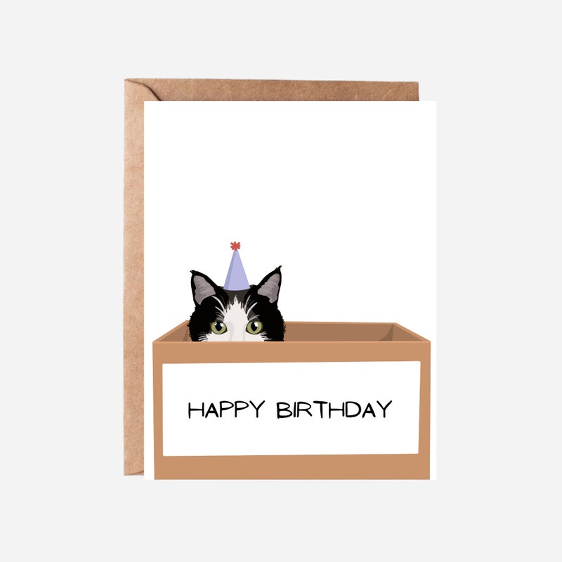 Birthday Cat Card - Etsy
