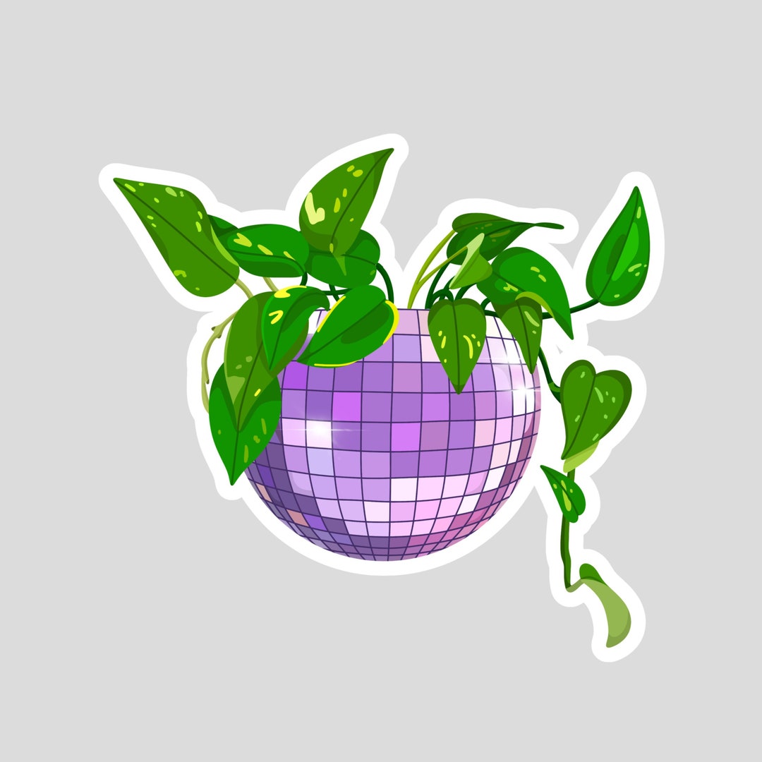 Disco Ball Plant Sticker | Golden Pothos Sticker - Etsy