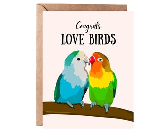 Congrats Love Birds Congratulations Wedding Card Engagement Card Just ...
