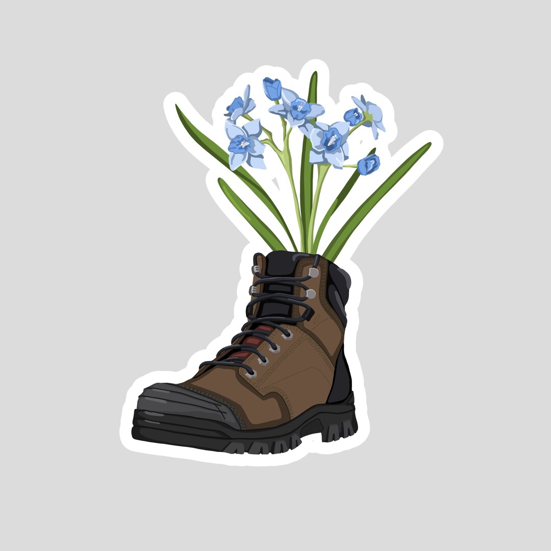 Hiking Boot Flower Sticker | Hiking Sticker | Outdoor Sticker ...