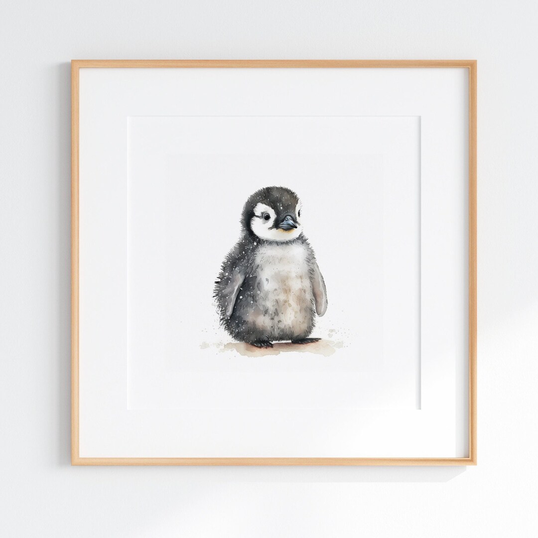 Baby Penguin, Printable Watercolor Painting, Nursery Wall Art Decor ...