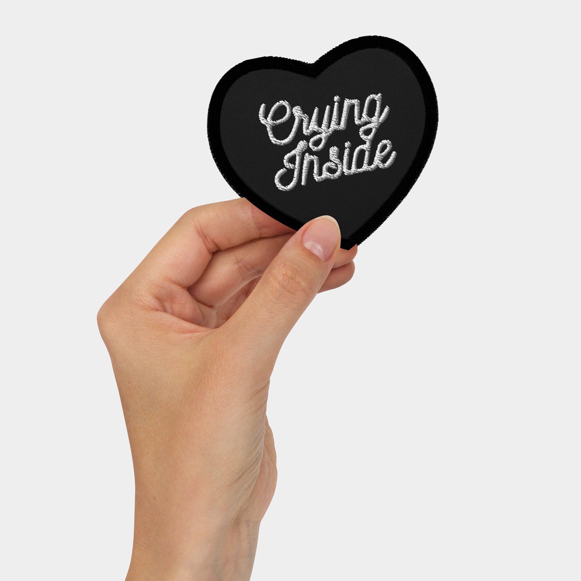 Crying Inside, 3in Black Embroidered Iron on Patch [emo Patch, Pop Punk ...