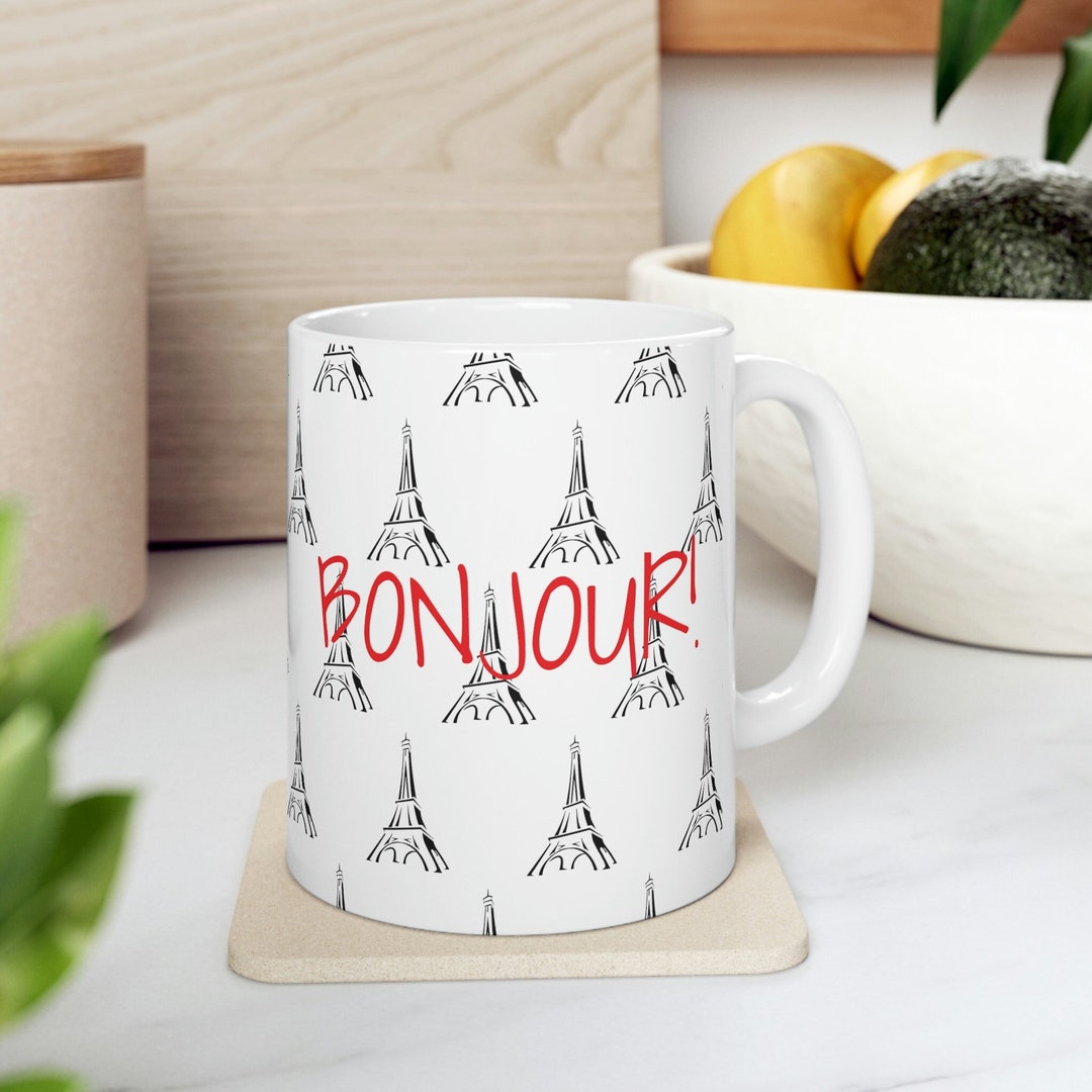 Gift France Bonjour! Mug, French Mug, France Eiffel Tower, Gifts for ...