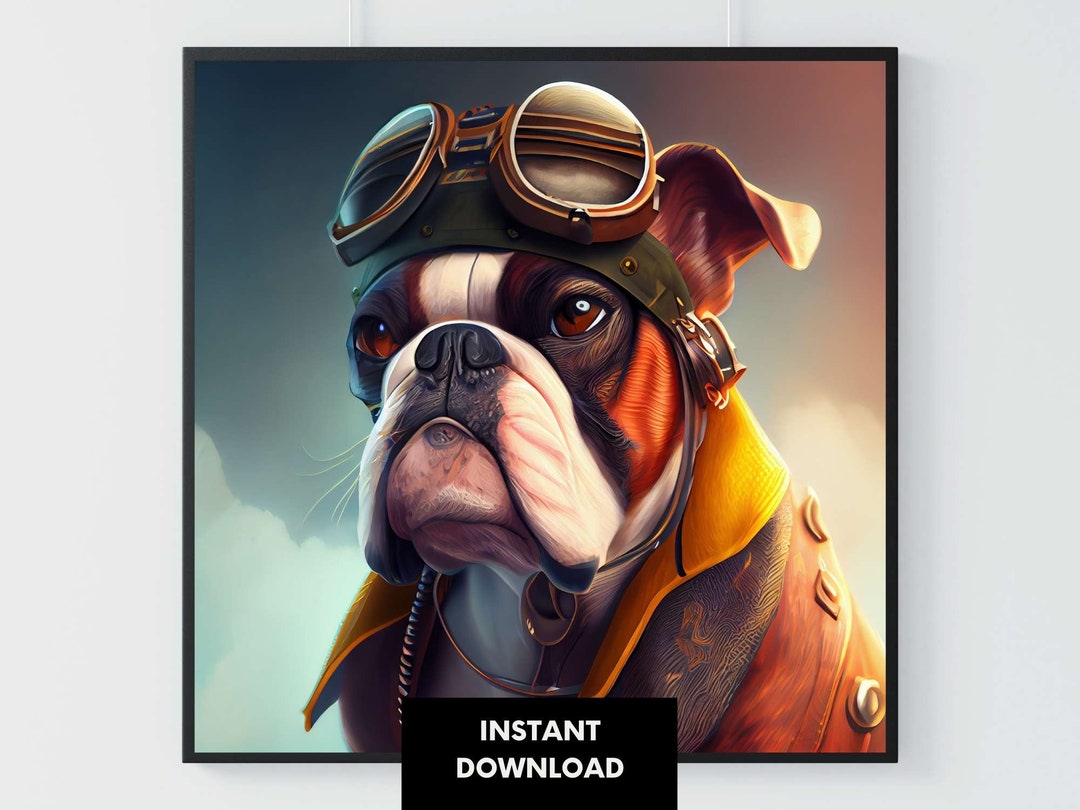 Printable Boxer Dog Art Boxer Dog Pilot Bar Decor Wall Art Digital ...