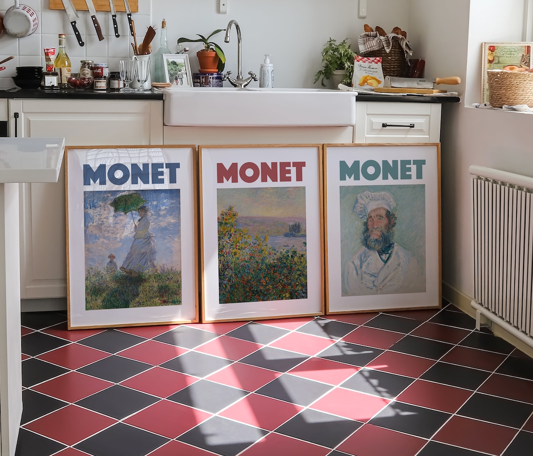 Claude Monet Gallery Wall Set of 3, Claude Monet Poster, Apartment ...