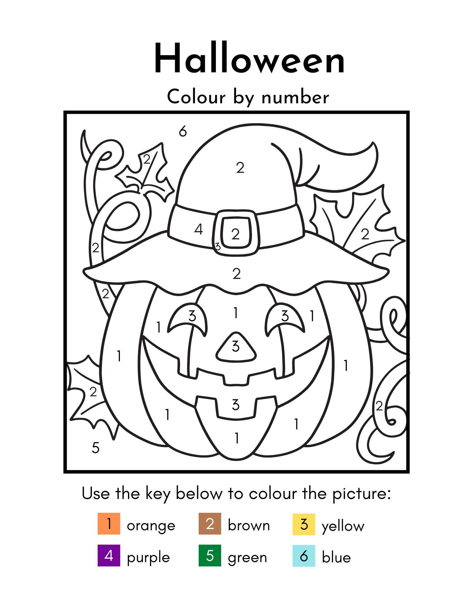 Halloween Crossword Puzzle Grade 1-8 Printable Coloring Pages Color by ...