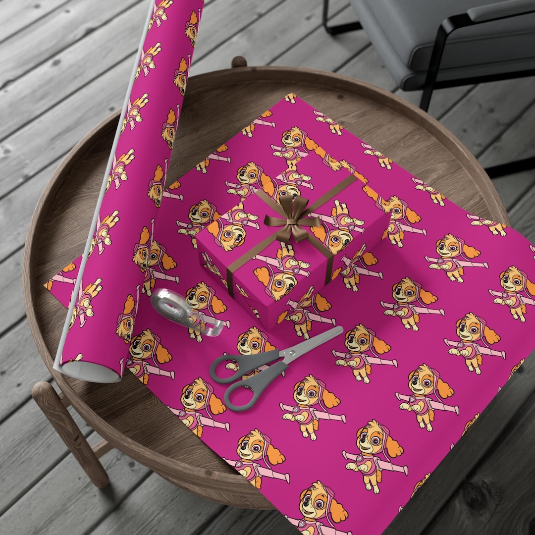 Wrapping Paper, Cartoon Kids Gift Wrap Pups Girls Theme, Christmas ...