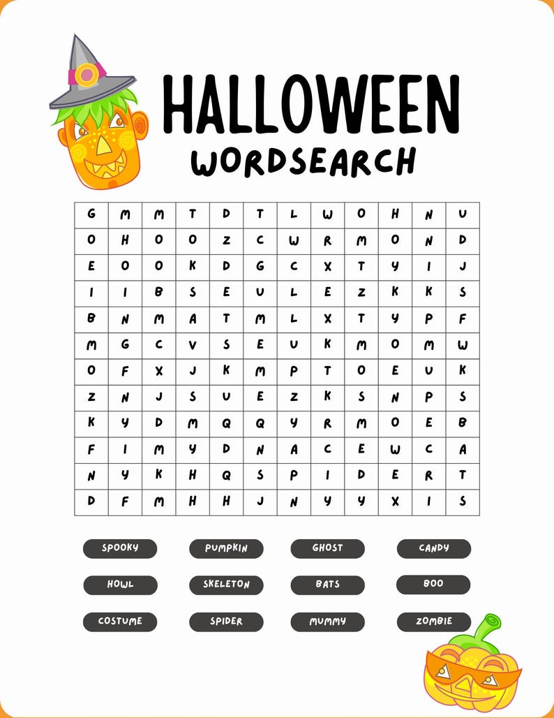 Halloween Crossword Puzzle Grade 1-8 Printable Coloring Pages Color by ...