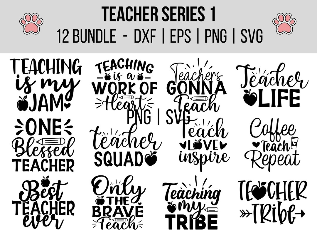 Teacher Series 1 Teacher Svg Bundle, Teacher Svg, School Svg, Teacher ...