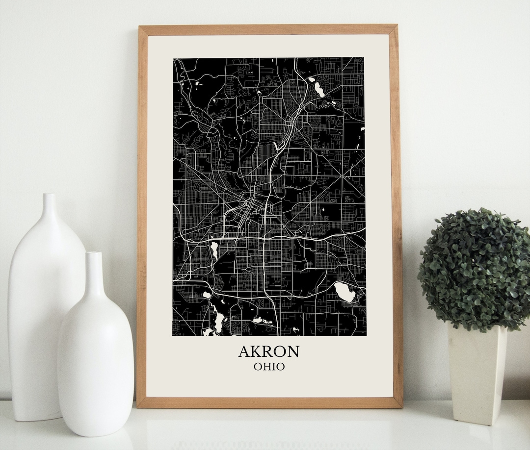 Akron Ohio Map, Akron OH Poster, Ohio Print, Northeast Ohio, the Great ...