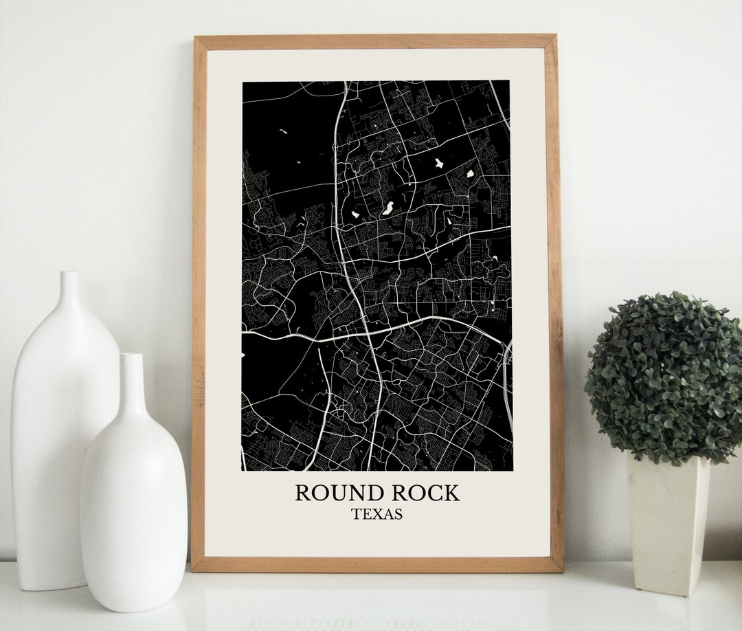 Round Rock Texas Map, Round Rock TX Poster, Texas Print, Central TX ...