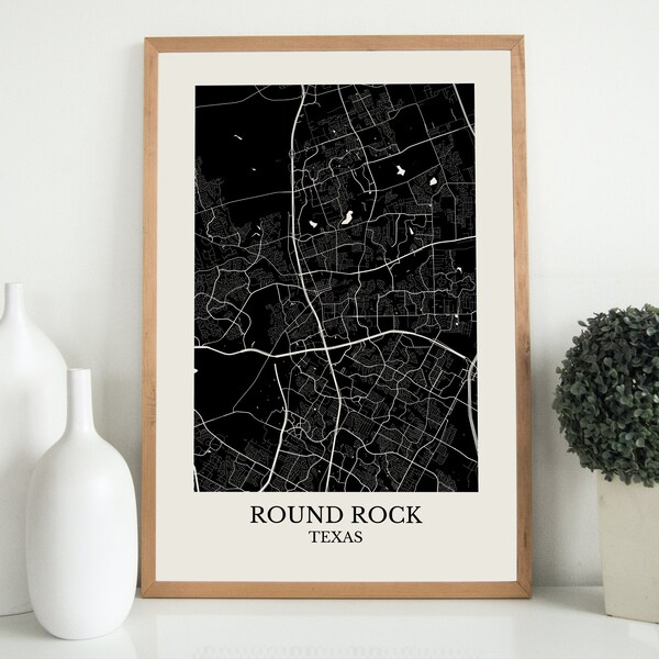 Round Rock Texas Map Poster - Etsy