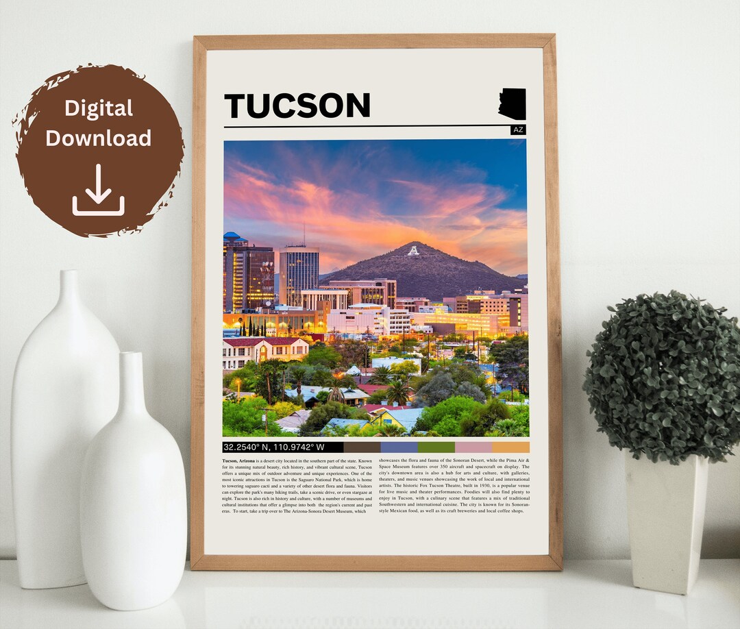 Tucson Arizona Poster Digital Download, Tucson AZ Print, Arizona Wall ...
