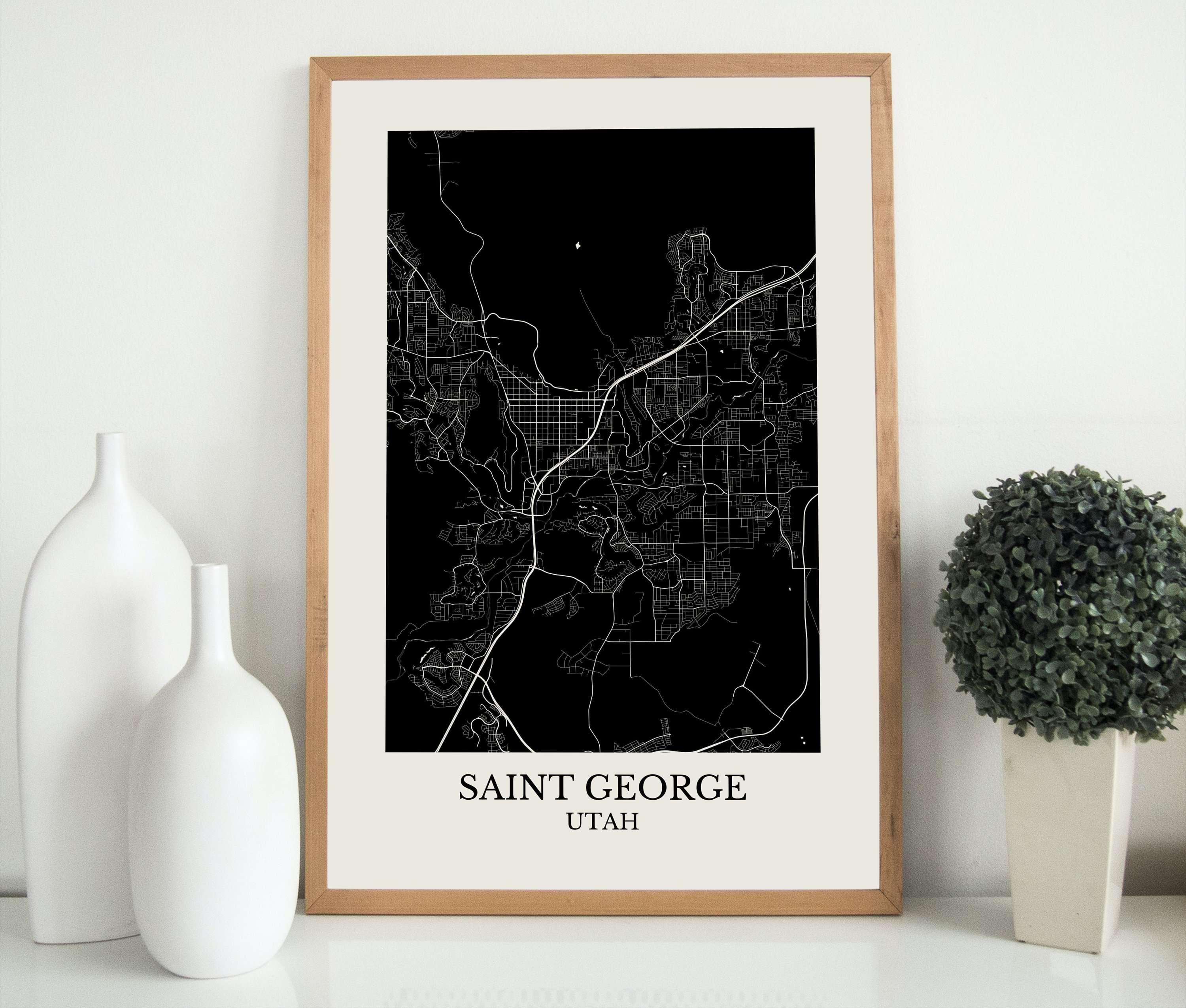 St George Utah Map, St George UT Poster, Utah Print, Hurricane UT ...