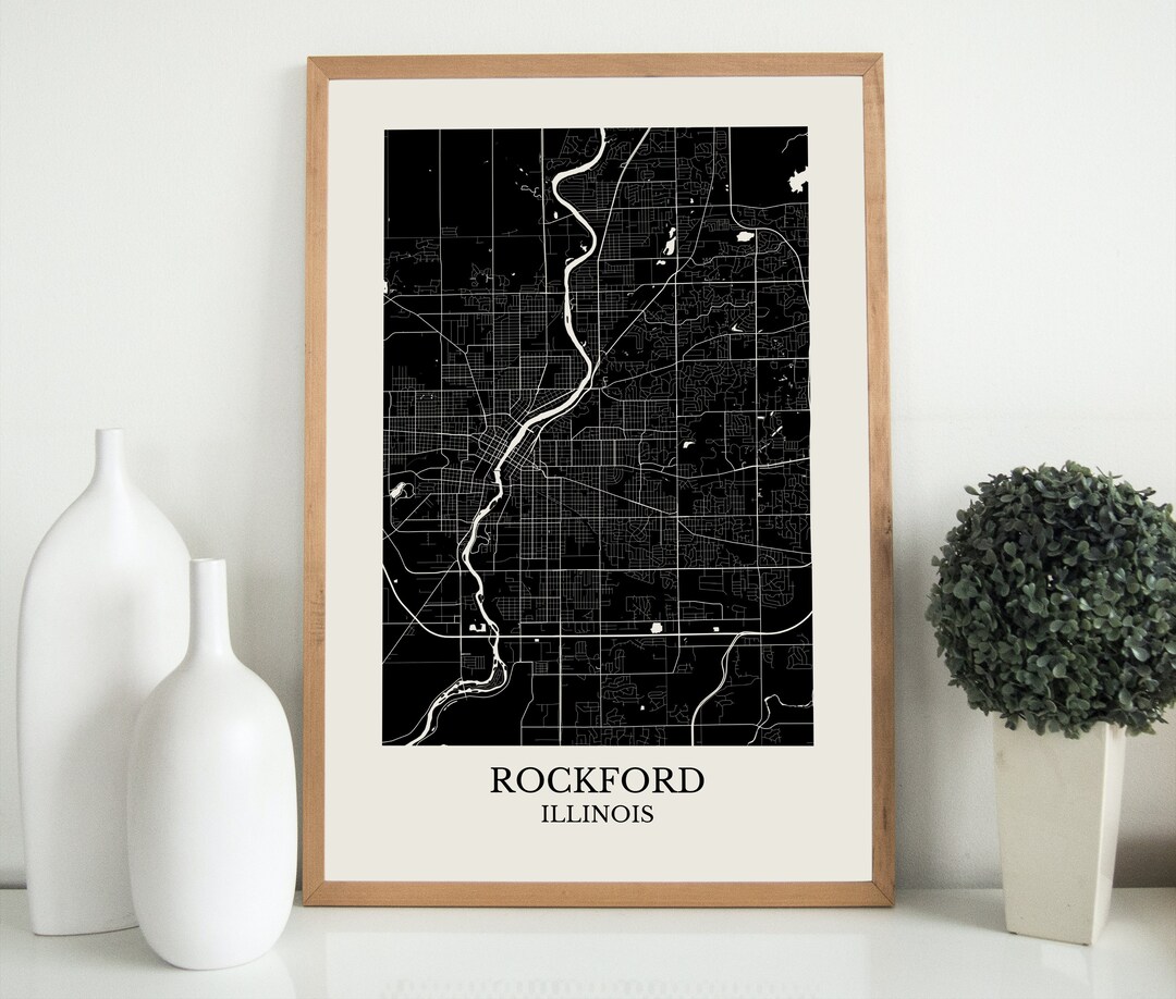 Rockford Illinois Map, Rockford IL Poster, Illinois Print, Rock Cut ...