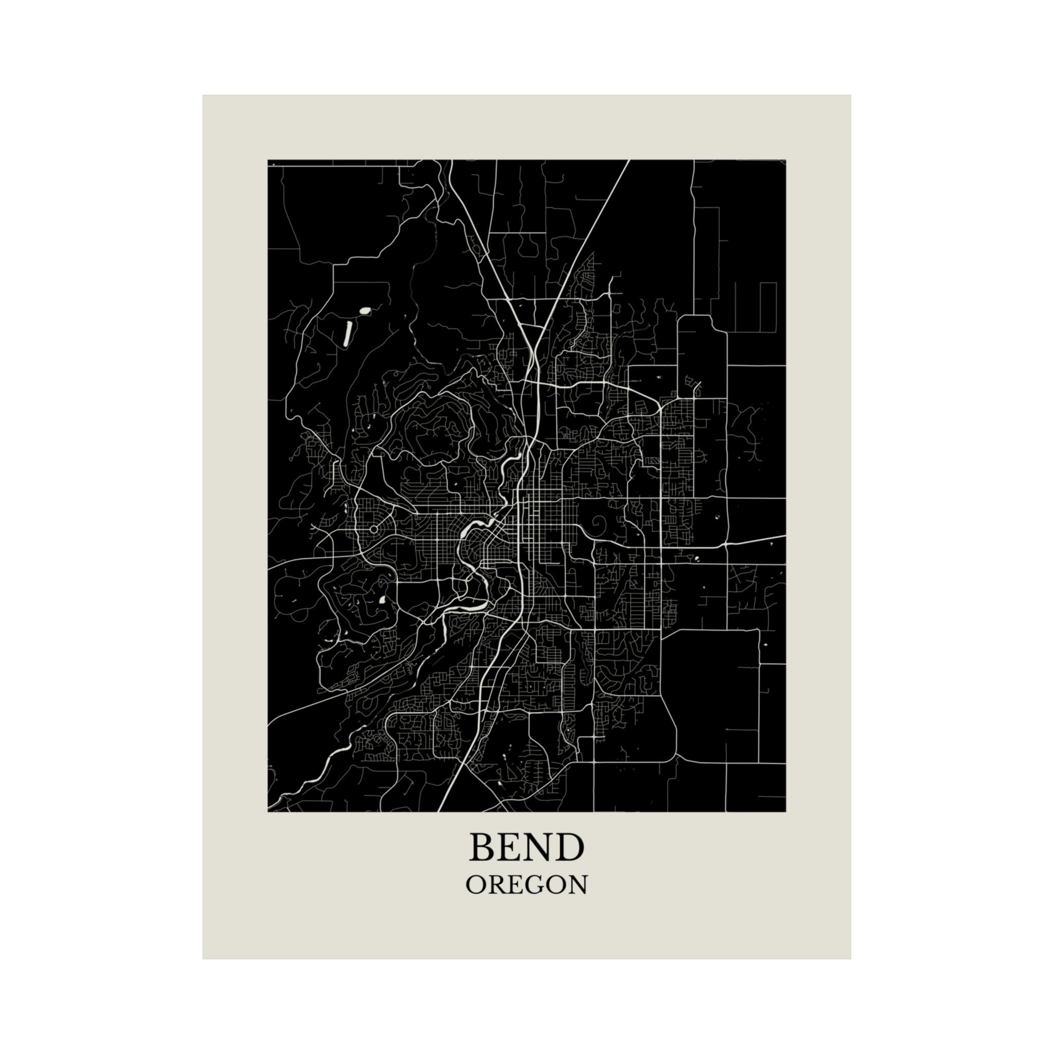 Bend Oregon Map, Bend OR Poster, Oregon Print, Central Oregon, Pacific Northwest, Cascadia ...