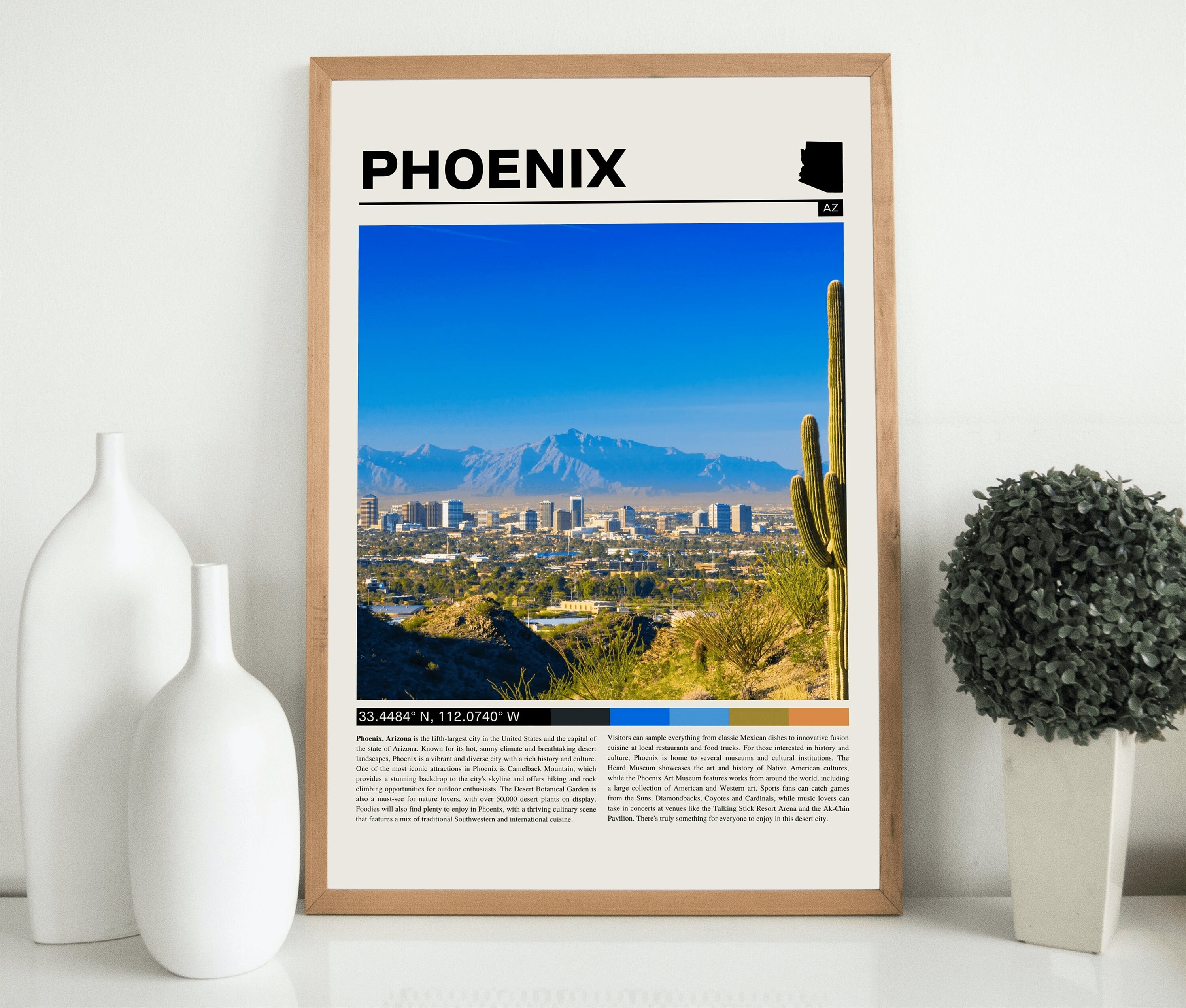 Phoenix Arizona Poster Digital Download, Phoenix AZ Print, Desert ...