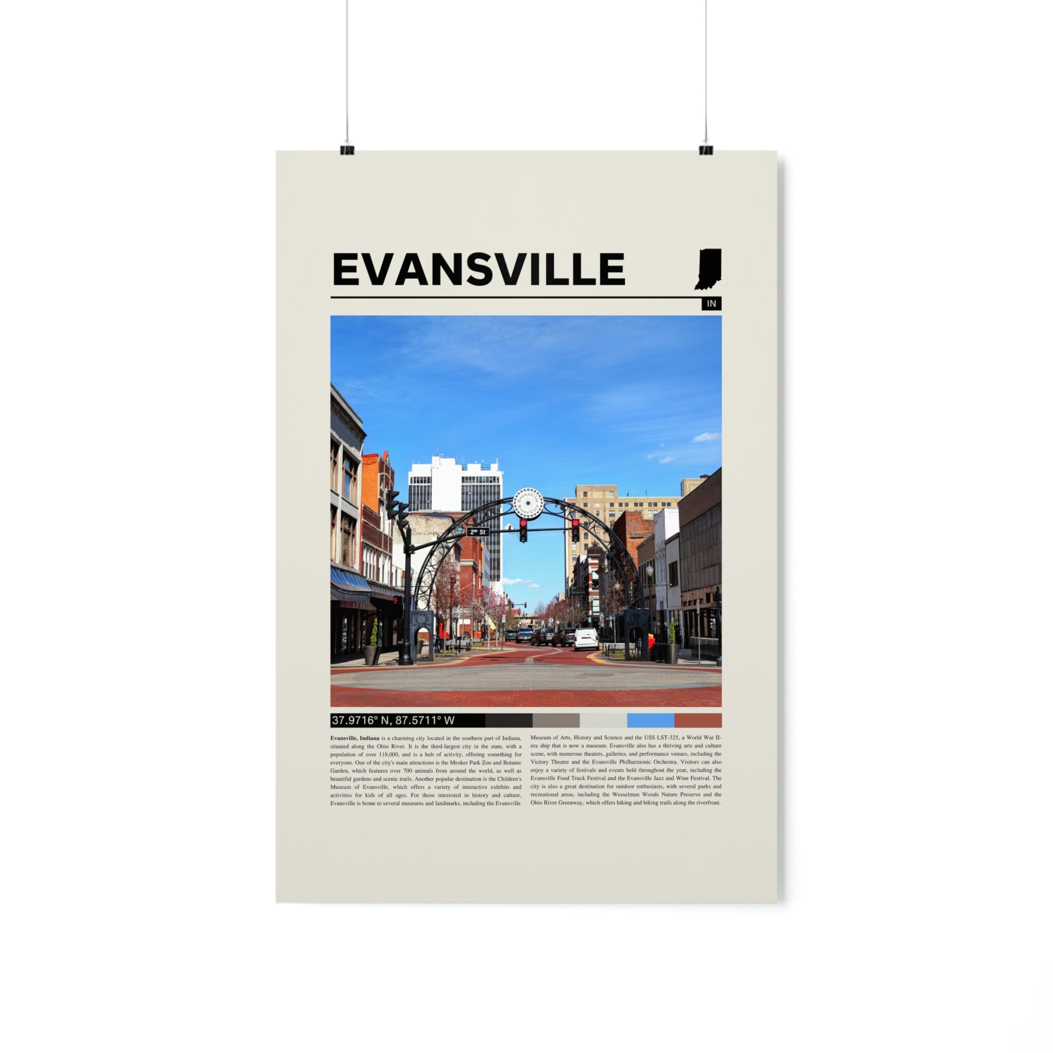 Evansville Indiana Poster Digital Download, Evansville IN Print ...