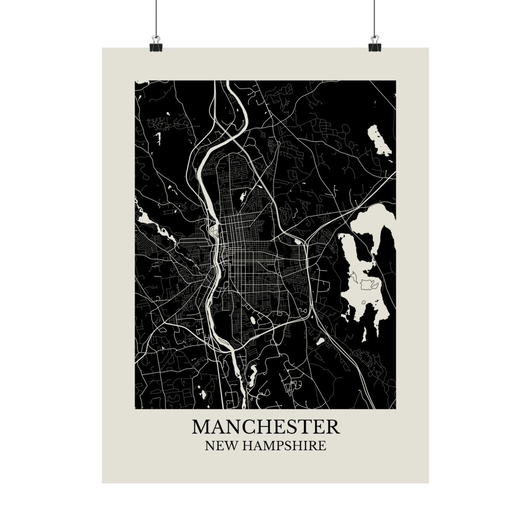 Manchester New Hampshire Map Manchester NH Poster New - Etsy